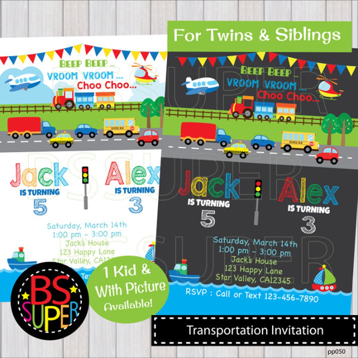 Transportation Birthday Invitation Transportation Invitation - Etsy