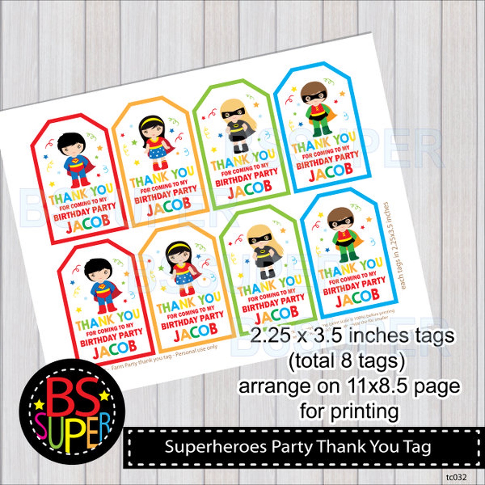 Superhero Party Favor Tags Superheroes Birthday Favor Tags | Etsy