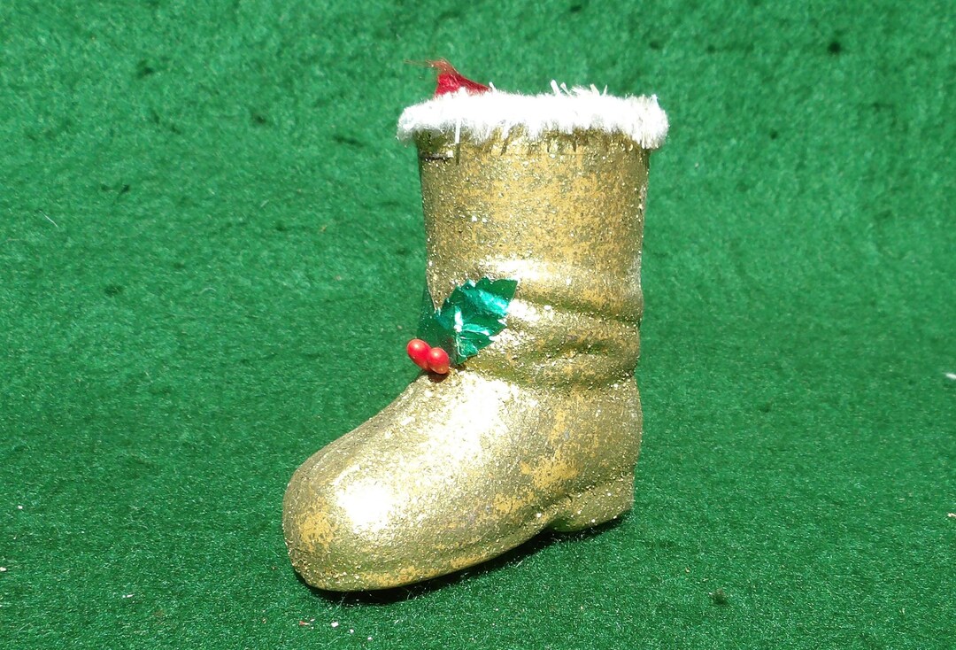 Vintage Gold Christmas Paper Mache Boot Candy Container - Etsy