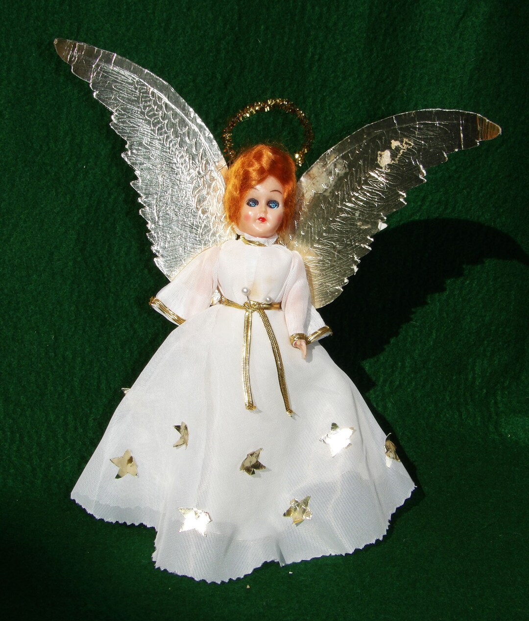 Vintage Angel Tree Topper W/ Gold Trim - Etsy