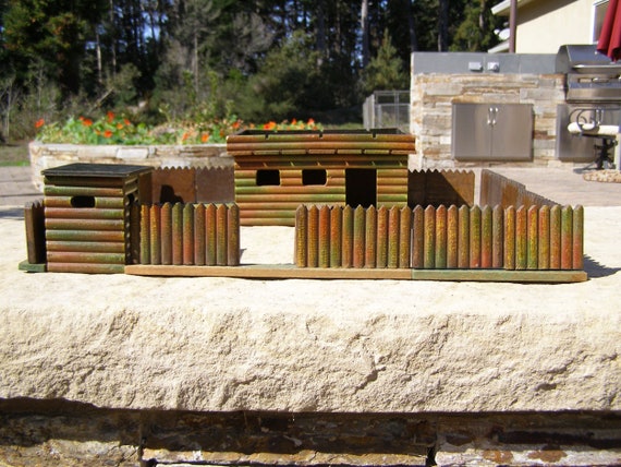 Vintage Western Wooden Toy Fort Made in Germany - Etsy