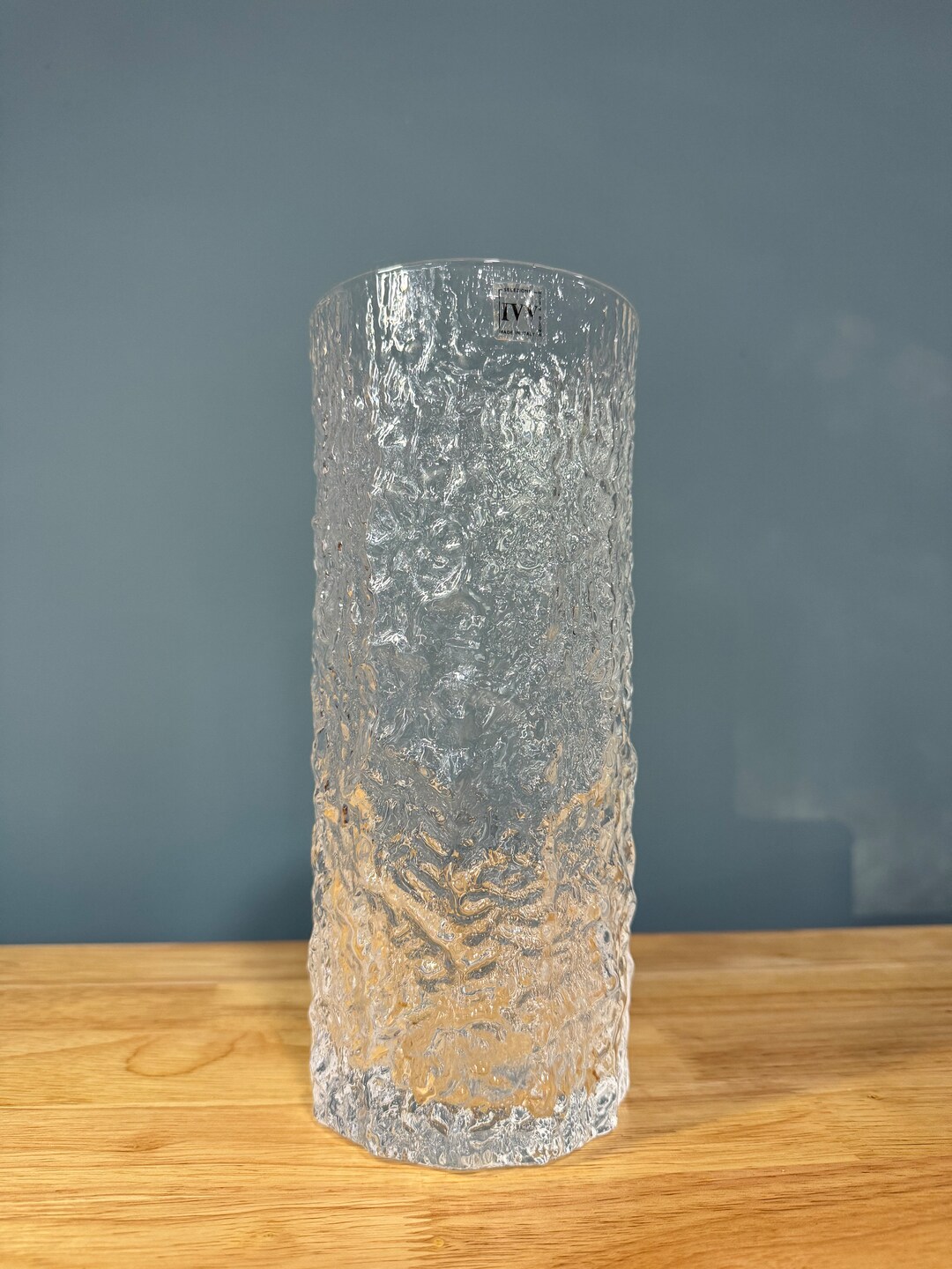 Tall Textured Glass IVV Italian Glass Vase With Original Sticker - Etsy