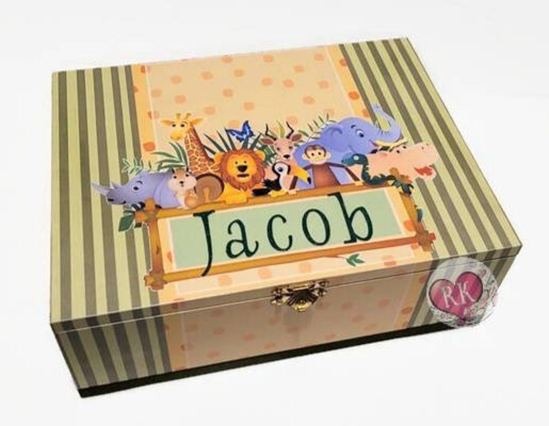 Jungle Theme Keepsake Box, Jungle Animals Box, Trinket Box, Treasure ...