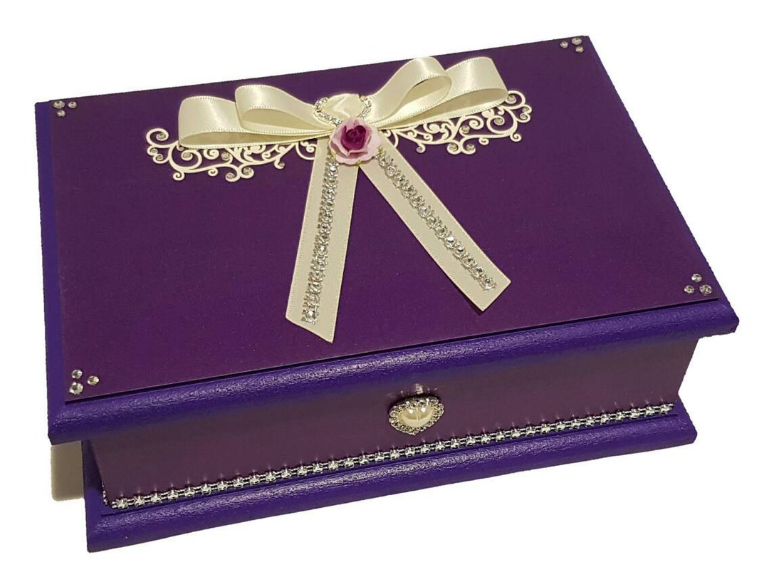 Violet Purple Wedding Keepsake Box, Trinket Box, Treasure Box ...