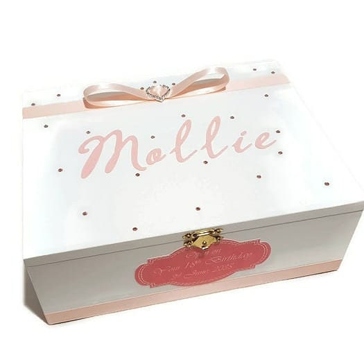 White & Soft Pink Time Capsule Keepsake Box Trinket Box | Etsy