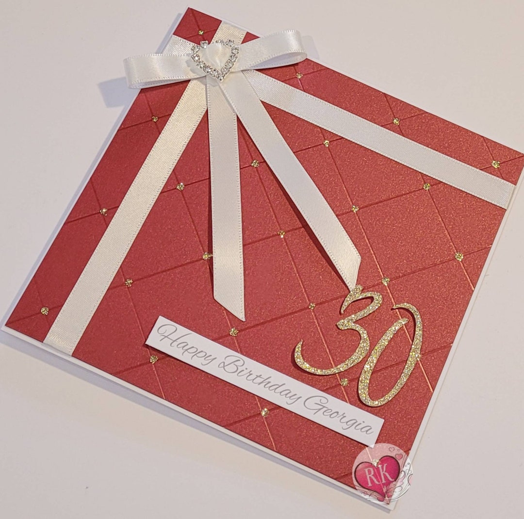 Deep Red White Gold Birthday Card Milestone Birthday Card - Etsy