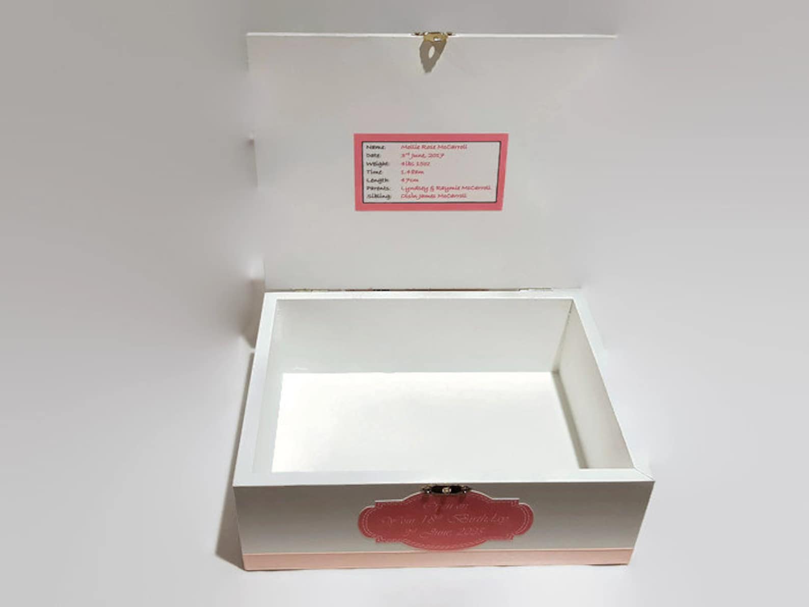 White & Soft Pink Time Capsule Keepsake Box Trinket Box | Etsy