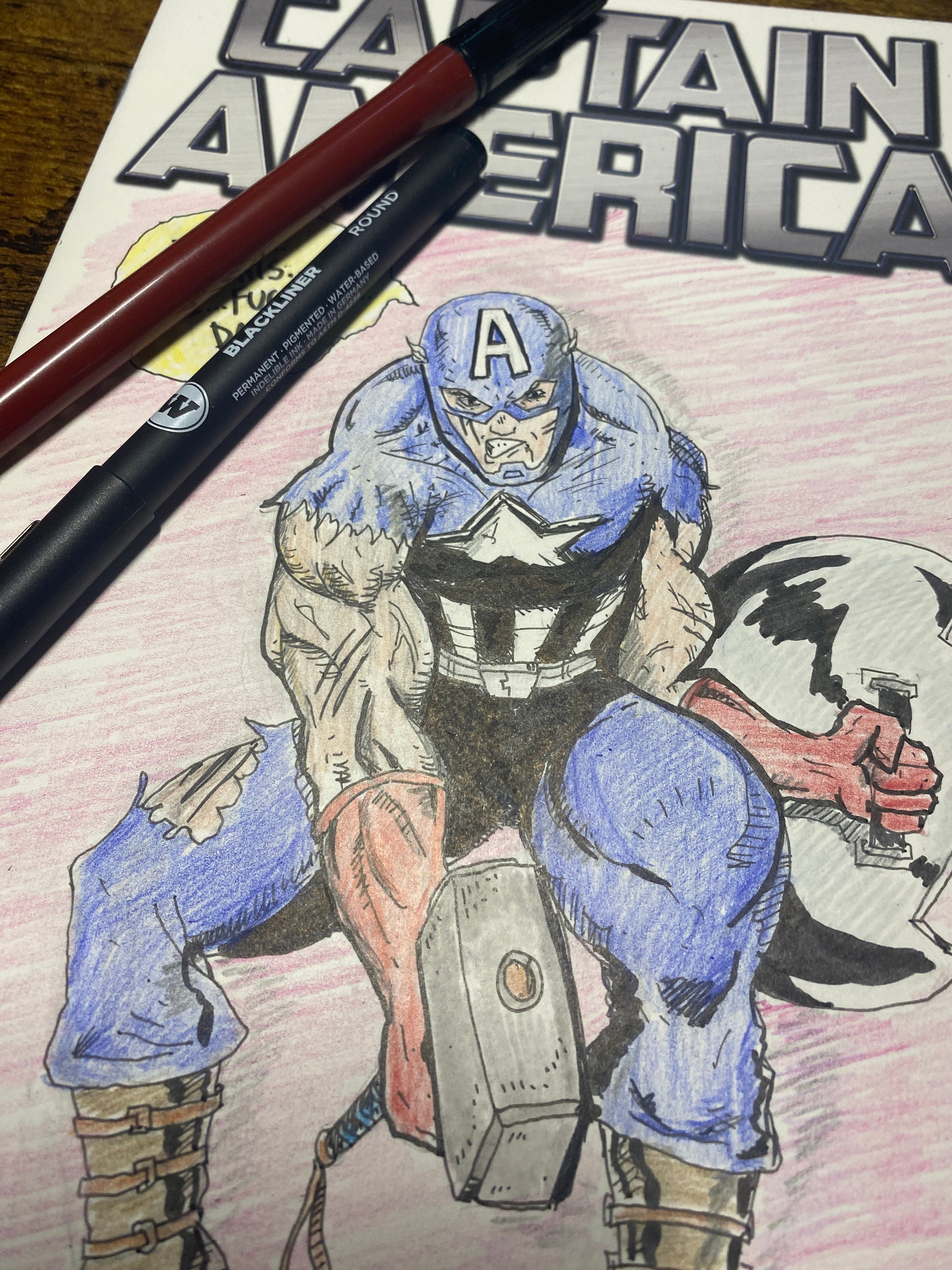 Captain America Issue 1 Original Sketch Cover Art 'endgame' Marvel ...