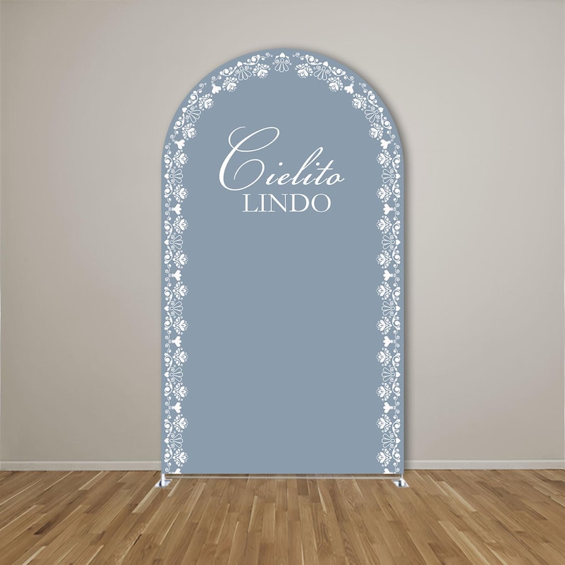 Dusty Blue Fiesta Arch Backdrop Cover: Spandex Cielito Lindo Decor - Etsy