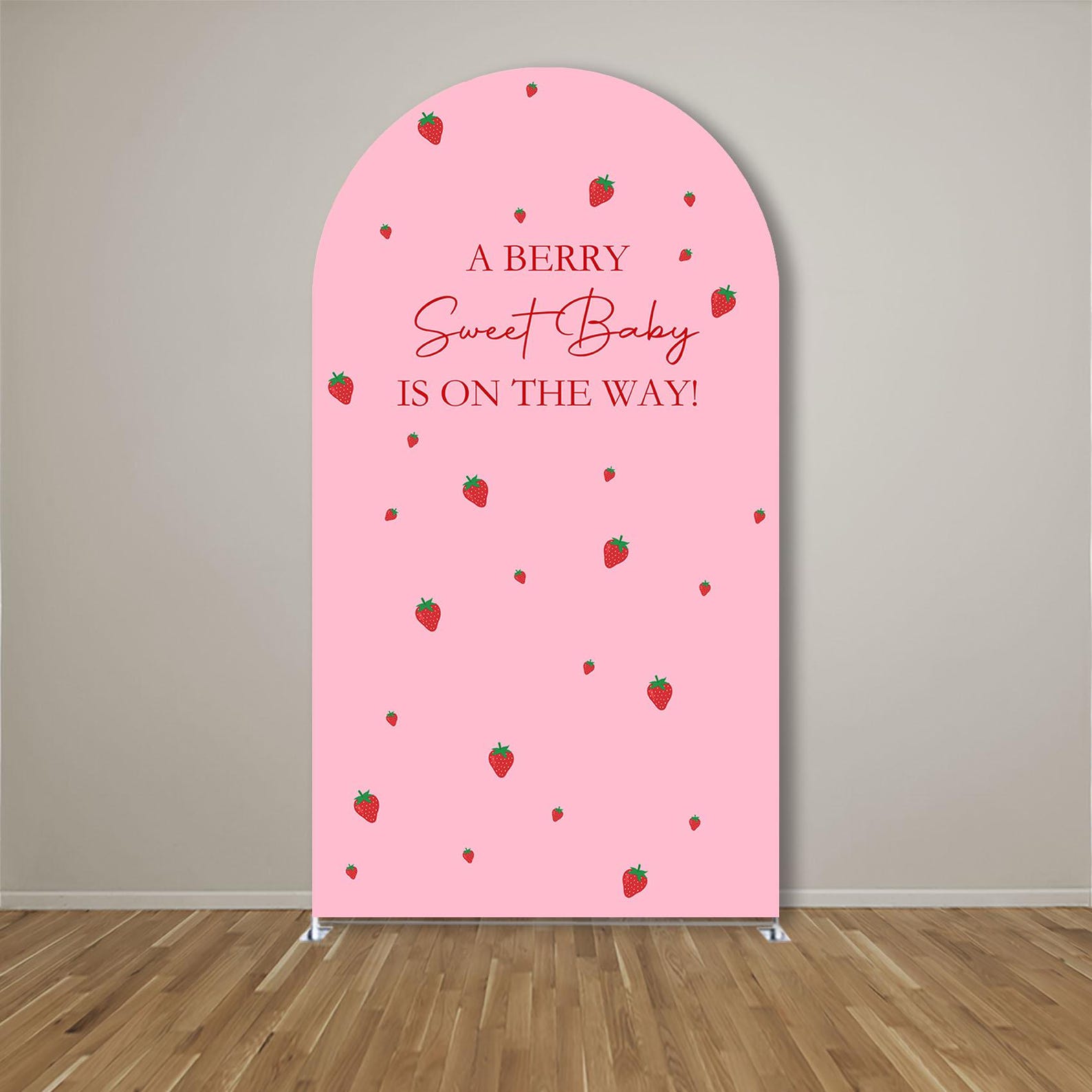 Berry First Birthday Arch Backdrop Cover: Strawberry Pink Plaid Spandex ...