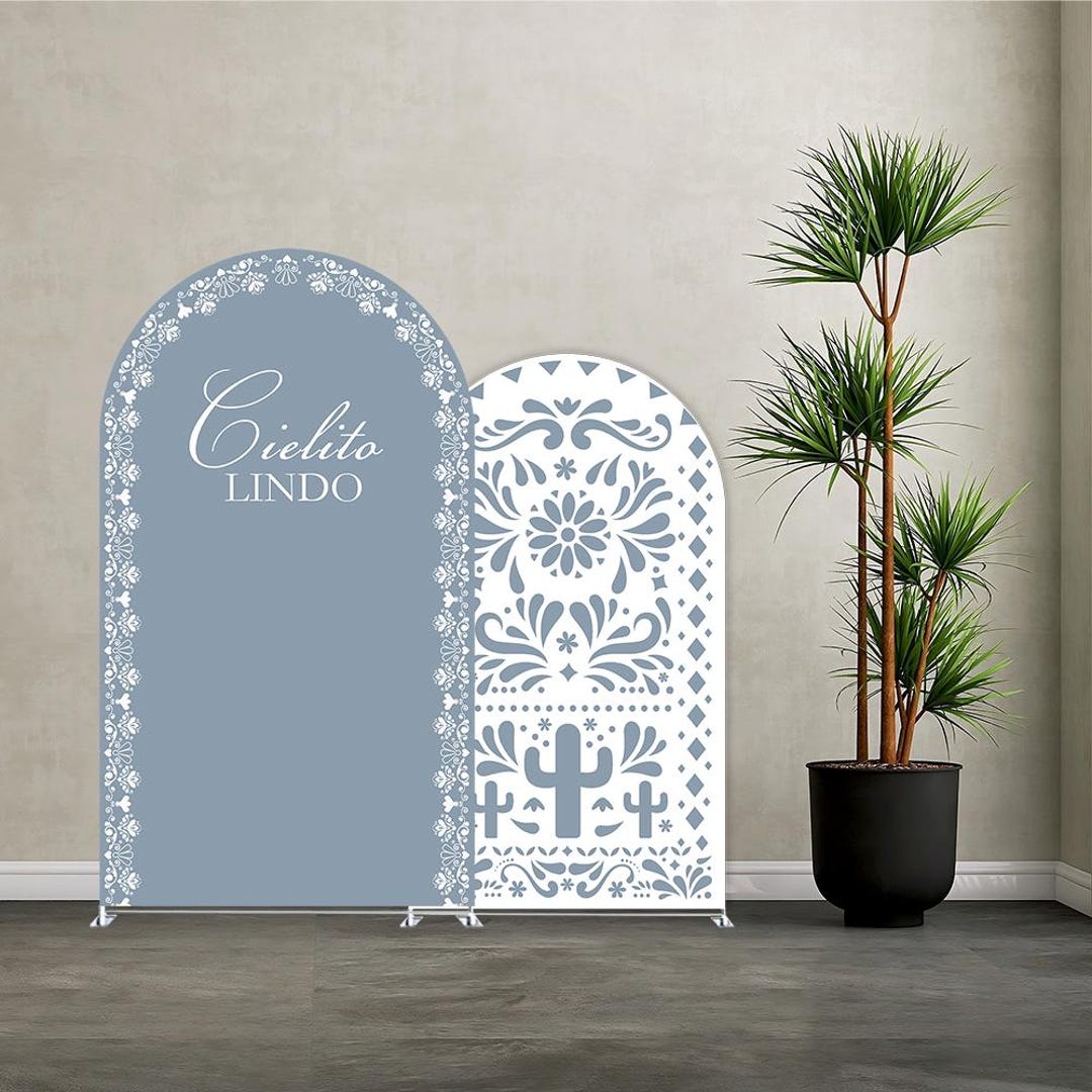 Dusty Blue Fiesta Arch Backdrop Cover: Spandex Cielito Lindo Decor - Etsy