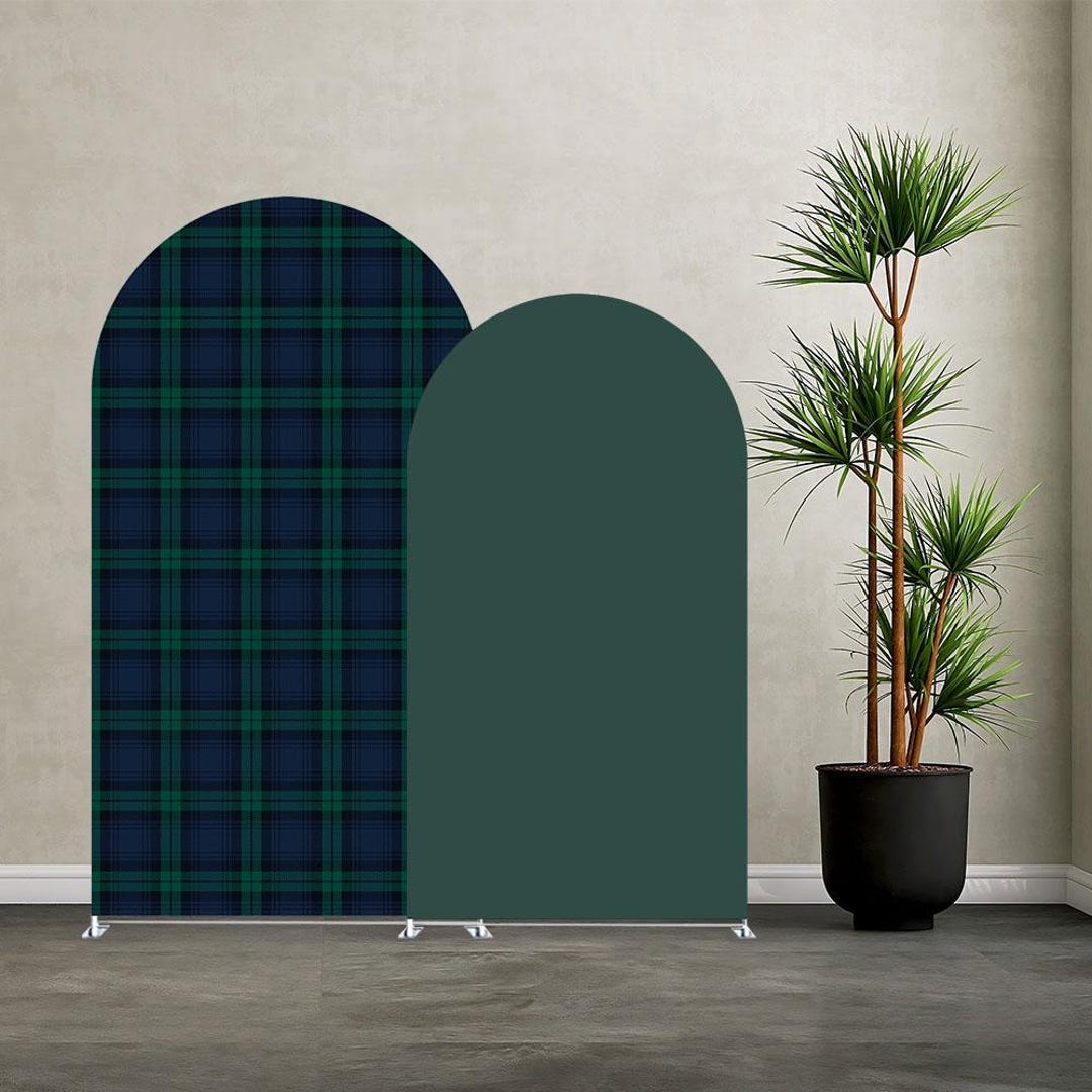 Bear Theme Arch Backdrop Cover: Tartan Blue Plaid Baby Shower Boys ...