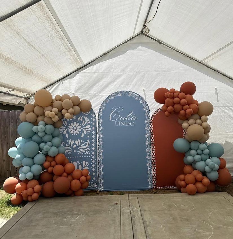 Dusty Blue Fiesta Arch Backdrop Cover: Spandex Cielito Lindo Decor - Etsy