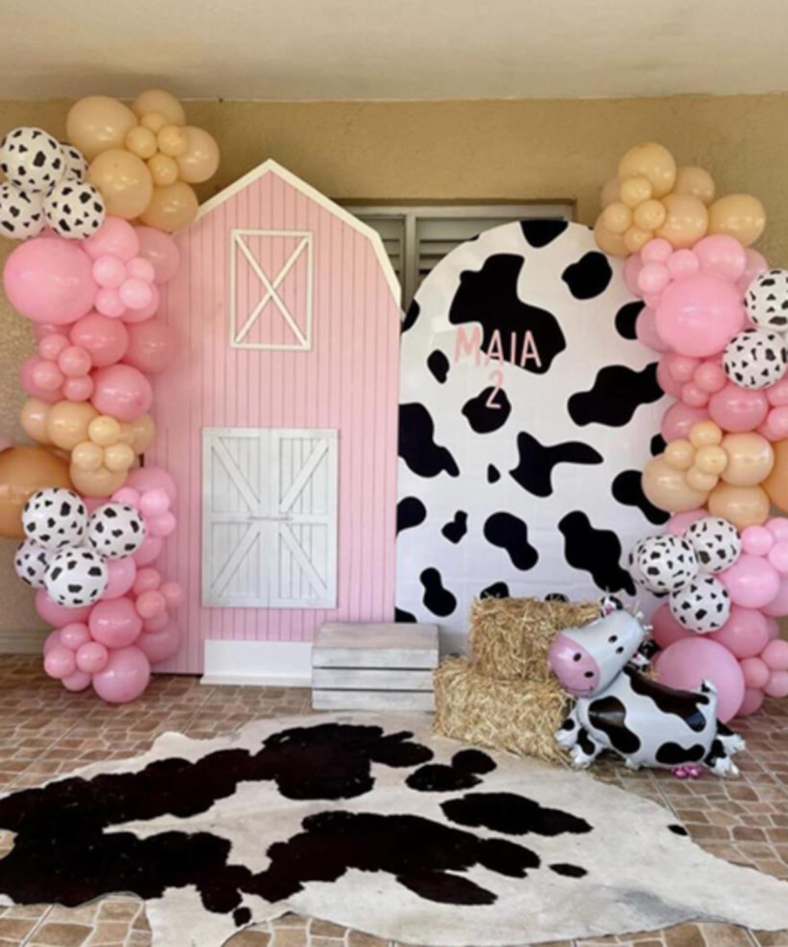 Pink Farm Barn Arch Backdrop Cover: Baby Shower Birthday Party Decor - Etsy