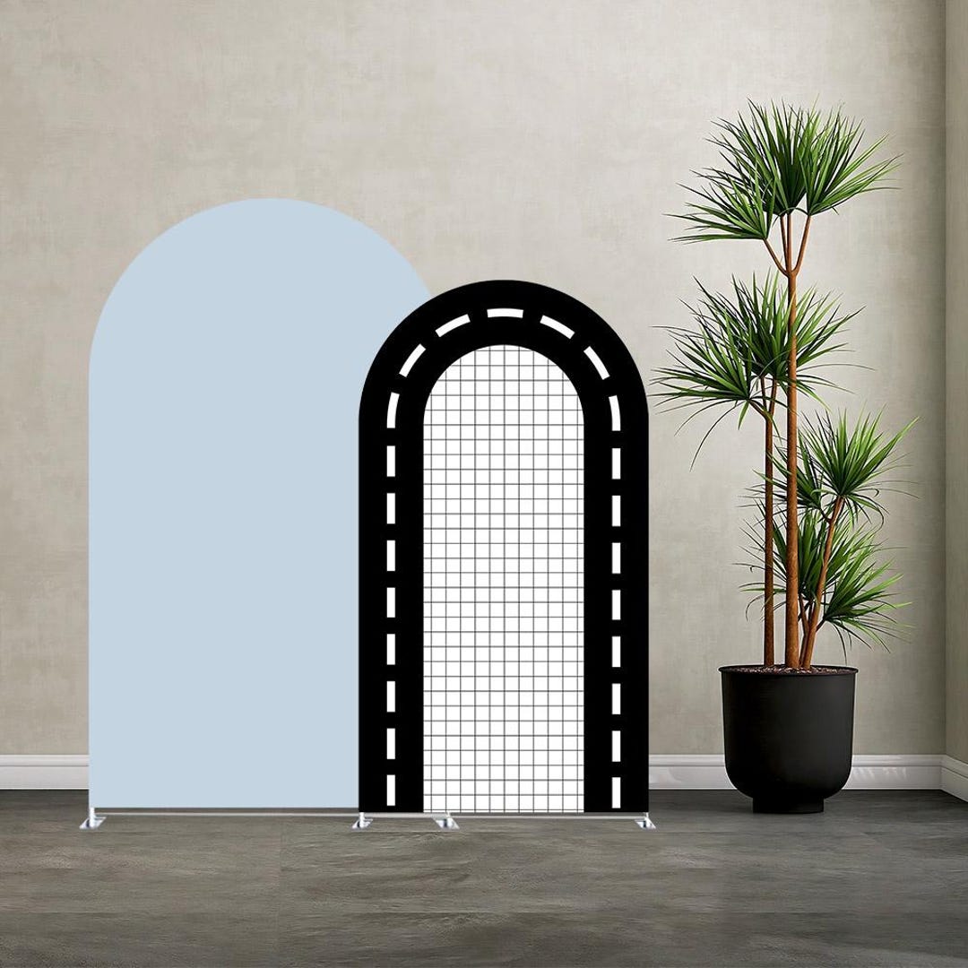 Racing Car Arch Backdrop Cover: Checkered Track Baby Shower Boys 1st ...