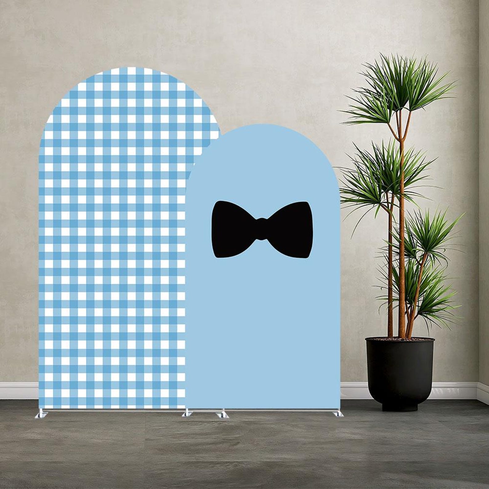 Blue Plaid Arch Backdrop Cover: Baby Shower,bow Boss Birthday Party ...