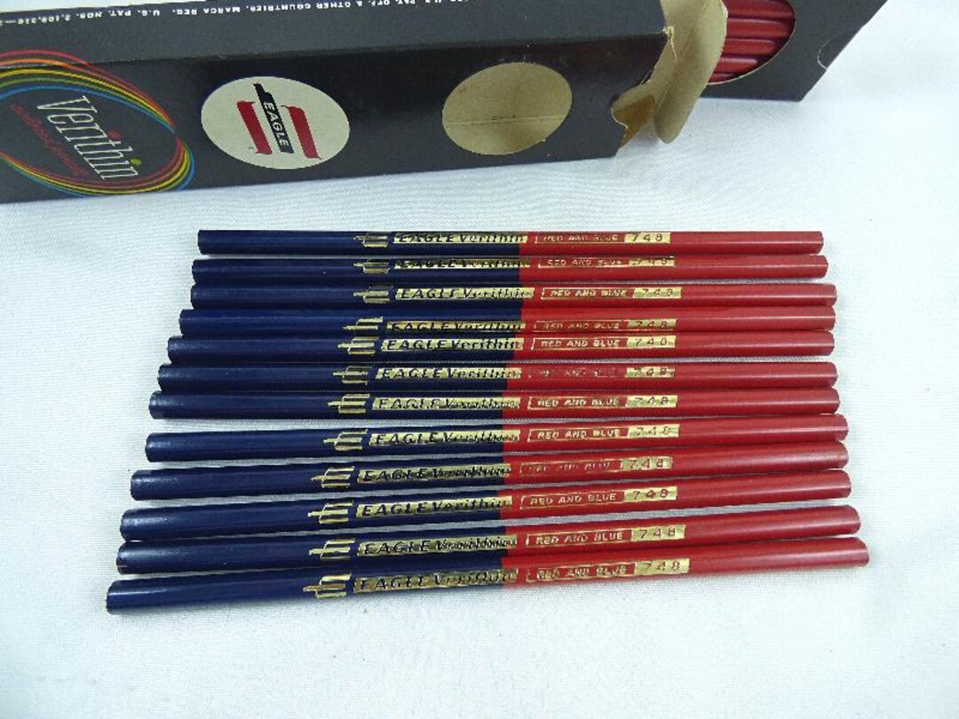 2 Boxes Vintage Eagle Verithin Colored Pencils 748 Red/blue Dual 24 ...