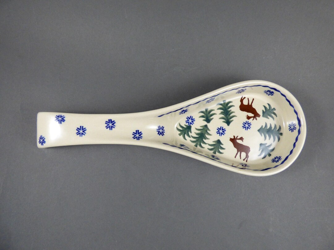 Polish Pottery Large Spoon Rest Christmas Trees Reindeer Snowflakes - Etsy