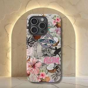 Coconut Girl Collage Aesthetic Phone Case, Coastal Beach Inspired ...