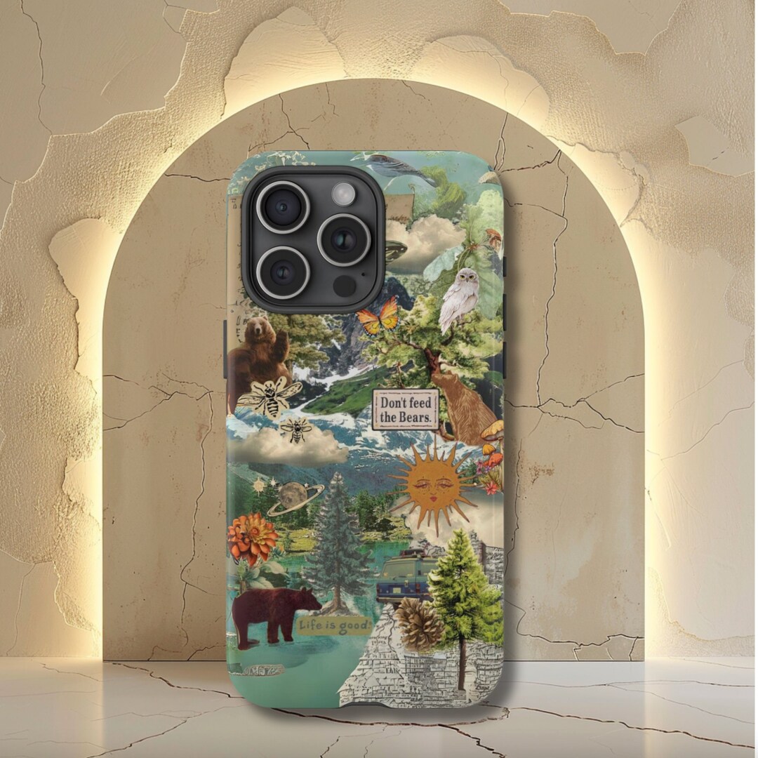 Vintage Granola Girl Collage Phone Case, Nature Themed, Girl Scout Gift ...