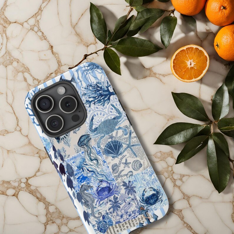 Coastal Beachy Blue Collage Phone Case,preppy Coquette Aesthetic ...