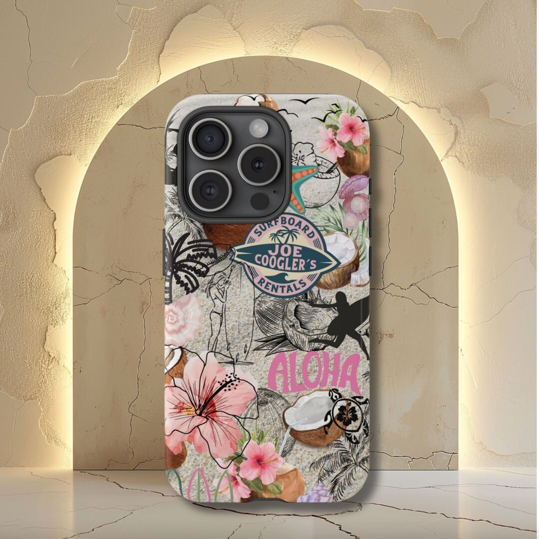 Coconut Girl Collage Aesthetic Phone Case, Coastal Beach Inspired ...