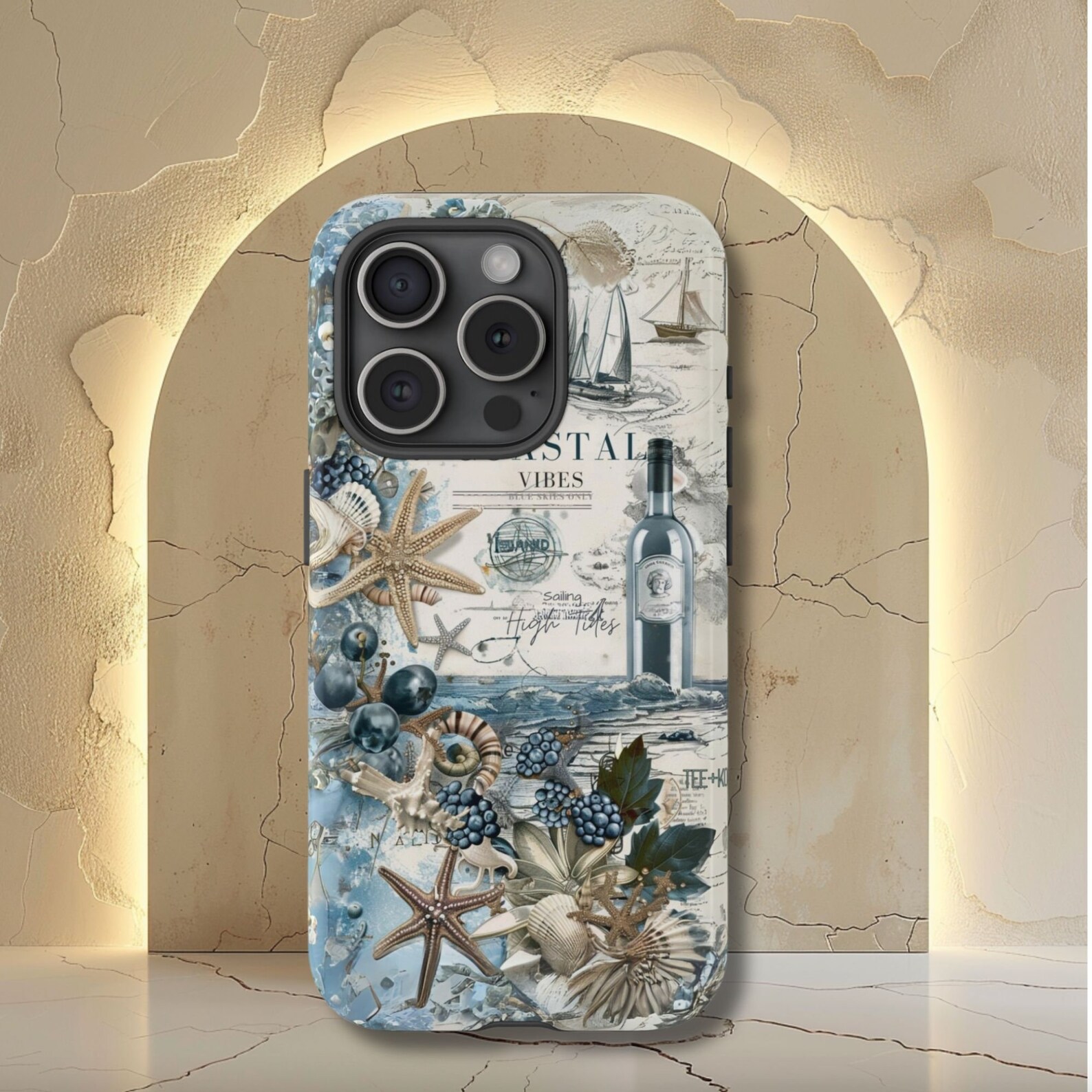 Coastal Coquette Beachy Blue Collage Phone Case, Preppy and Cute ...