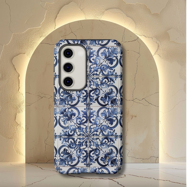 Porcelain Azulejo Blue Tile Mediterranean Design ,phone Tough Case ...