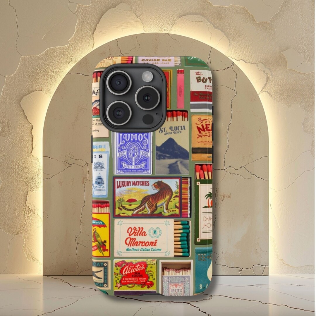 Matches Collage Phone Case, Retro Coquette Match Box Phone Cover ...