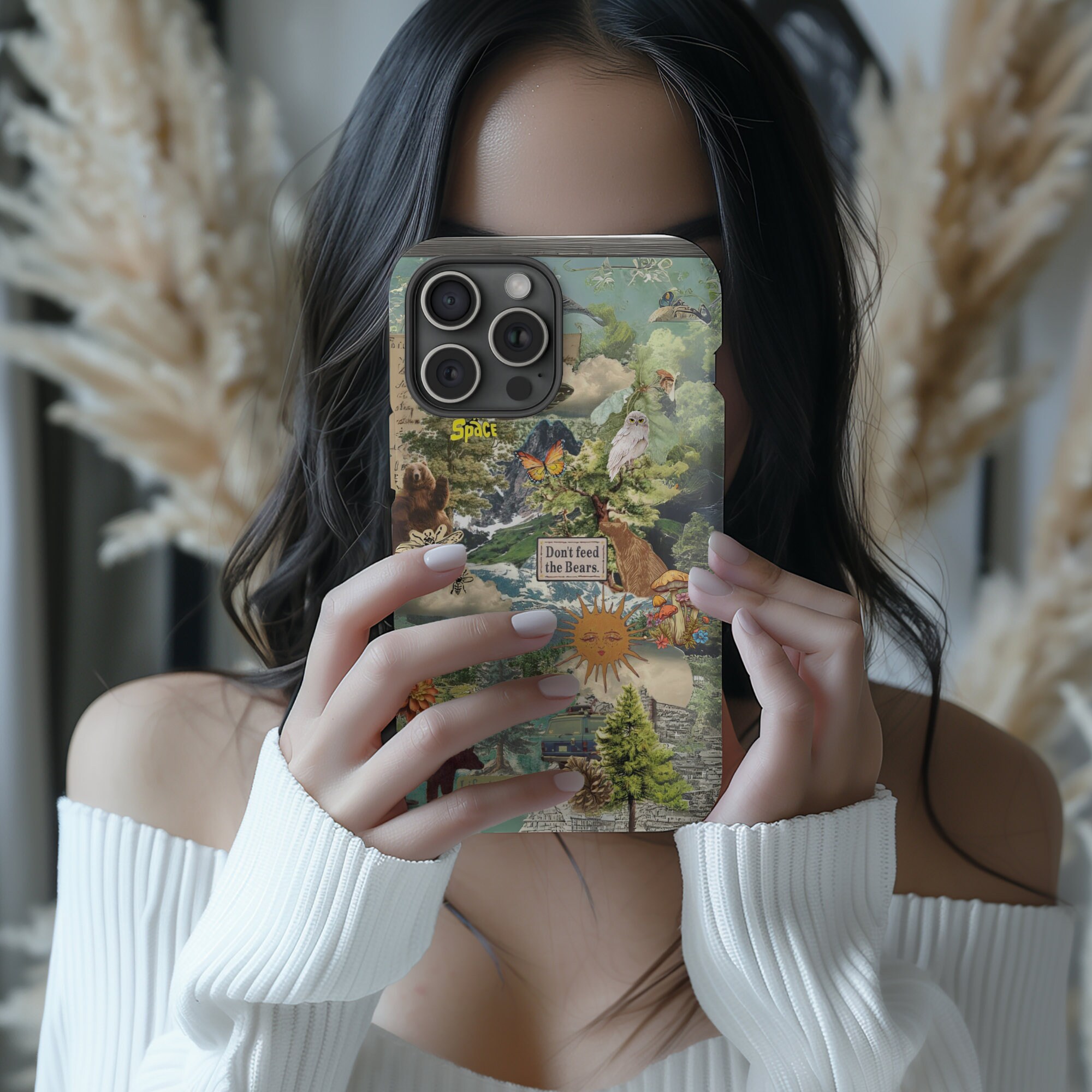 Vintage Granola Girl Collage Phone Case, Nature Themed, Girl Scout Gift ...