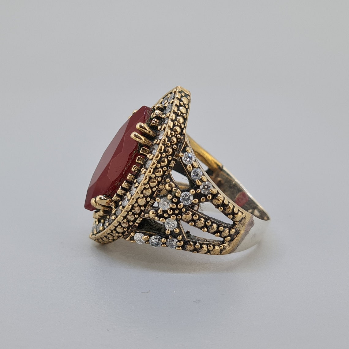 Turkish Hurrem Design Ring Handmade Jewelry Marquise Cut Ruby - Etsy