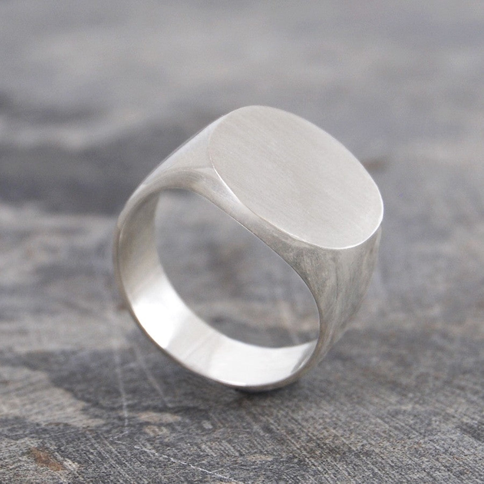 Mens Solid Silver Signet Ring Mens Square Signet Ring Round - Etsy