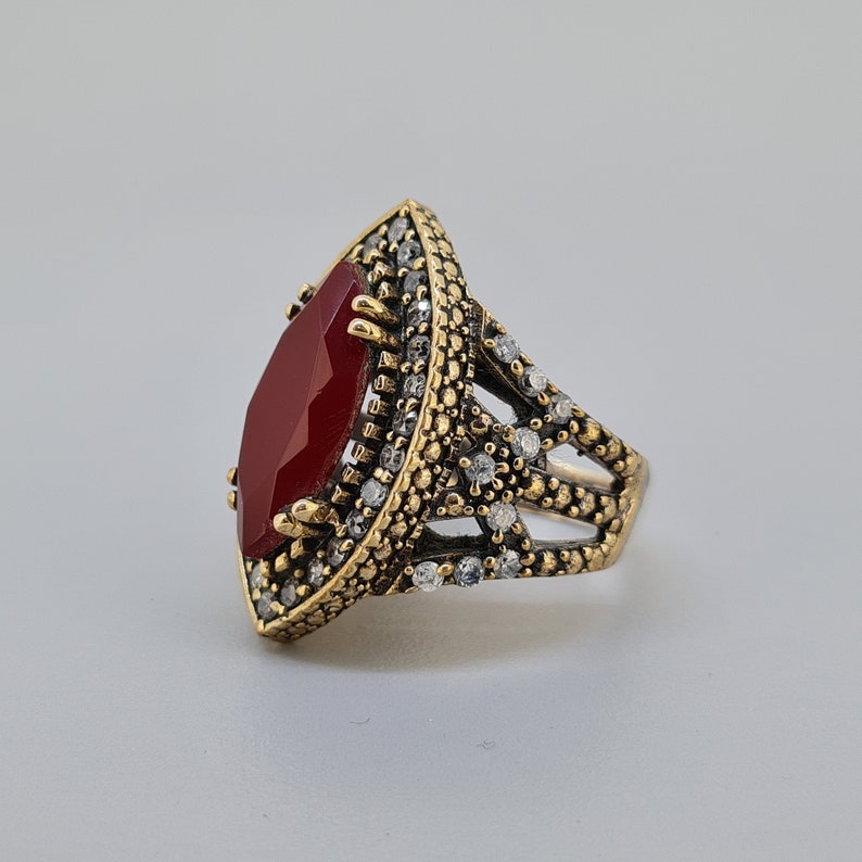 Turkish Hurrem Design Ring Handmade Jewelry Marquise Cut Ruby - Etsy