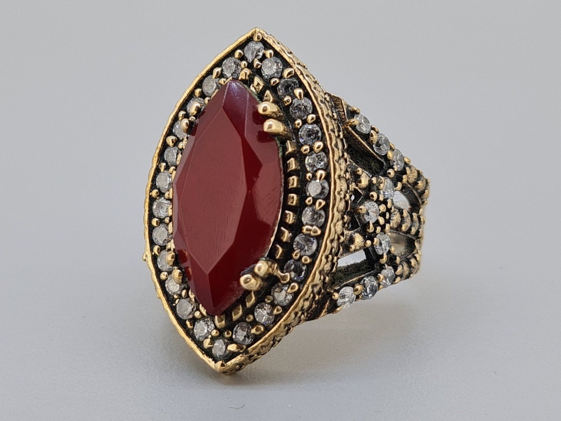 Turkish Hurrem Design Ring Handmade Jewelry Marquise Cut Ruby - Etsy