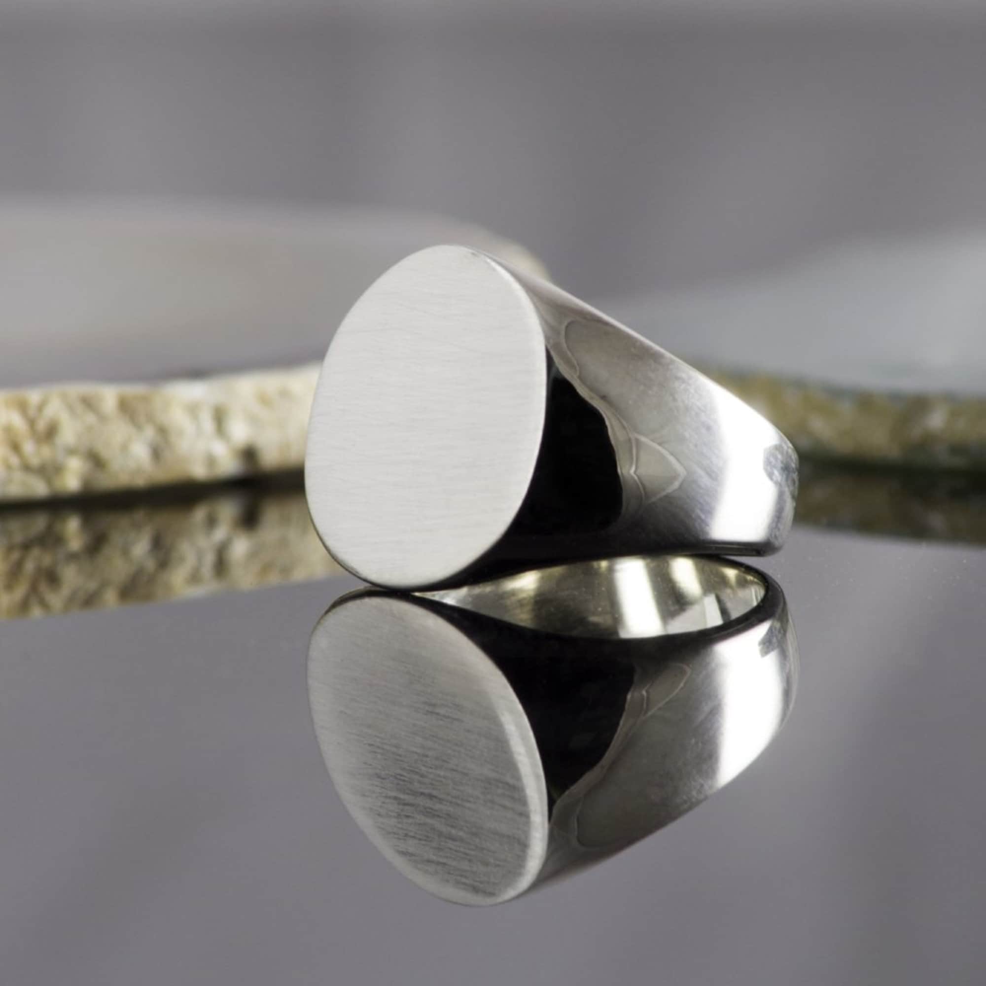 Mens Solid Silver Signet Ring Mens Square Signet Ring Round - Etsy