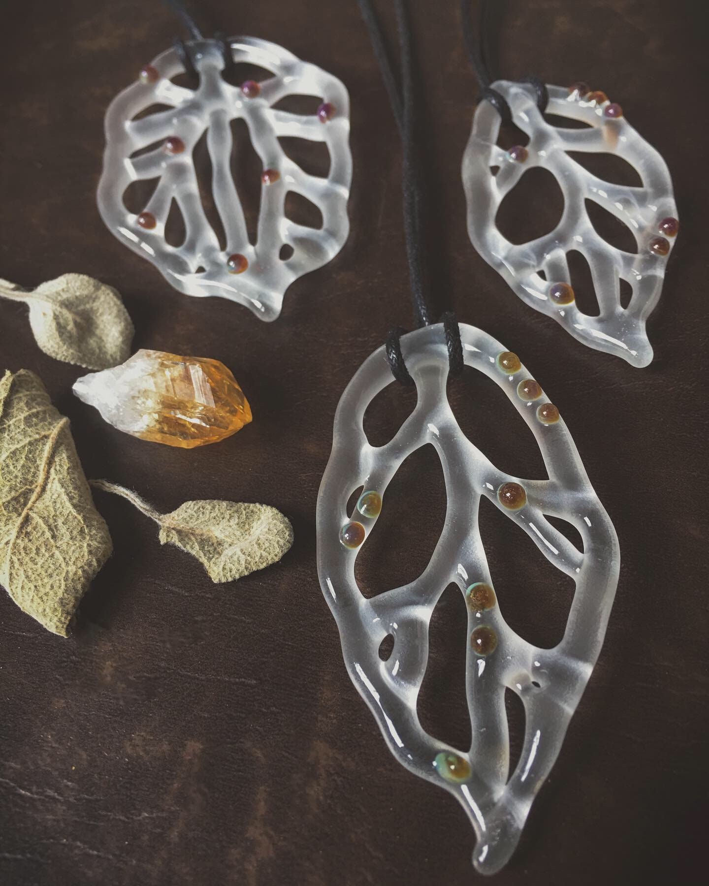 Handmade Glass Organic form pendants