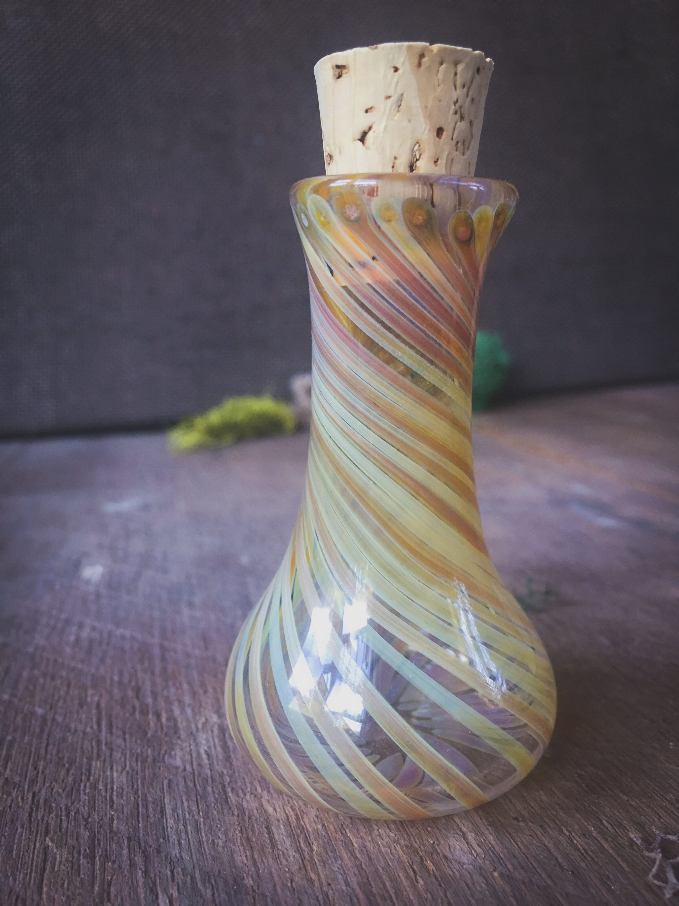 Carmel Swirls, Mini Potion Bottle- handblown glass