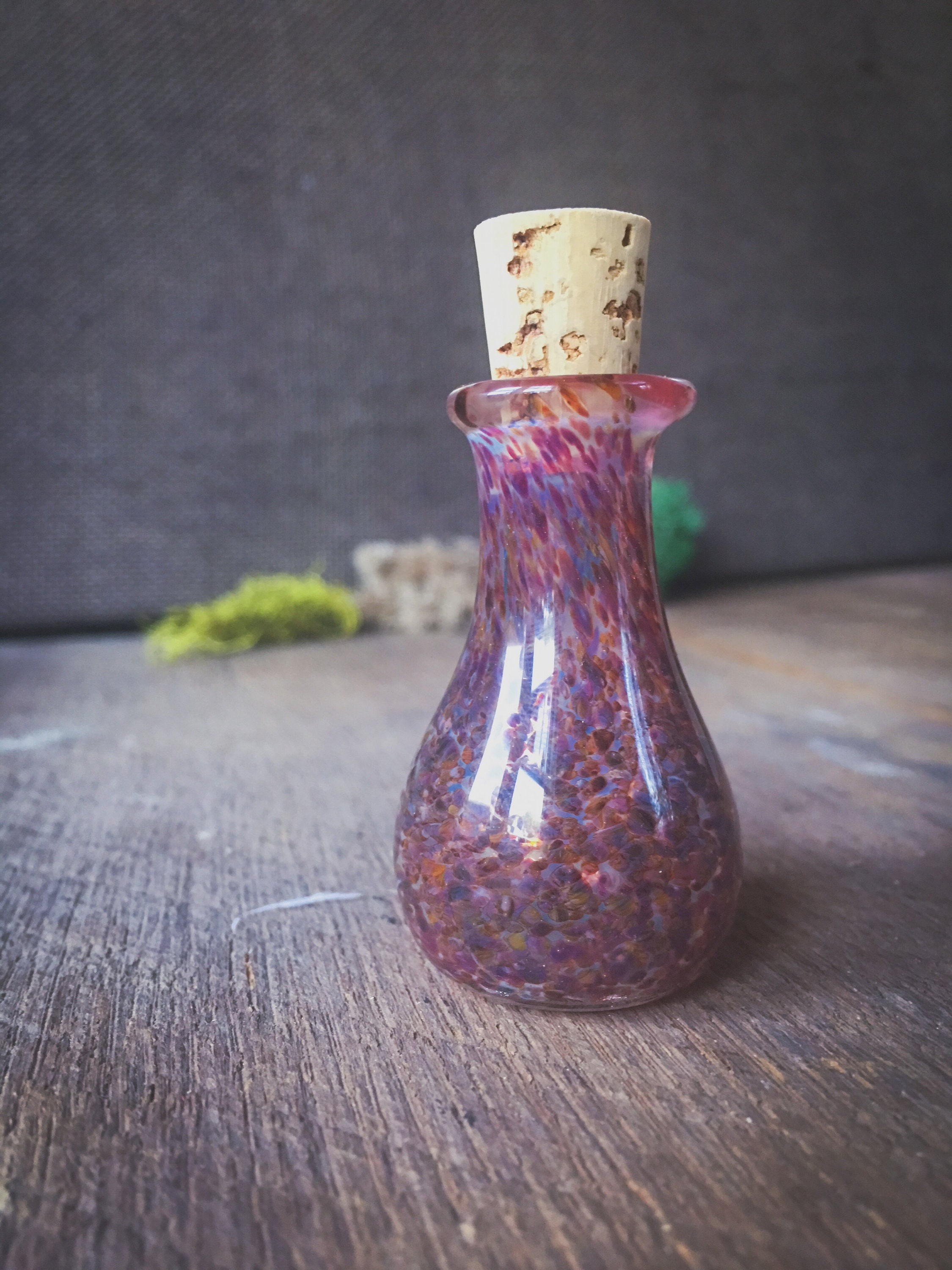 Rainbow Red, Mini Potion Bottle- handblown glass