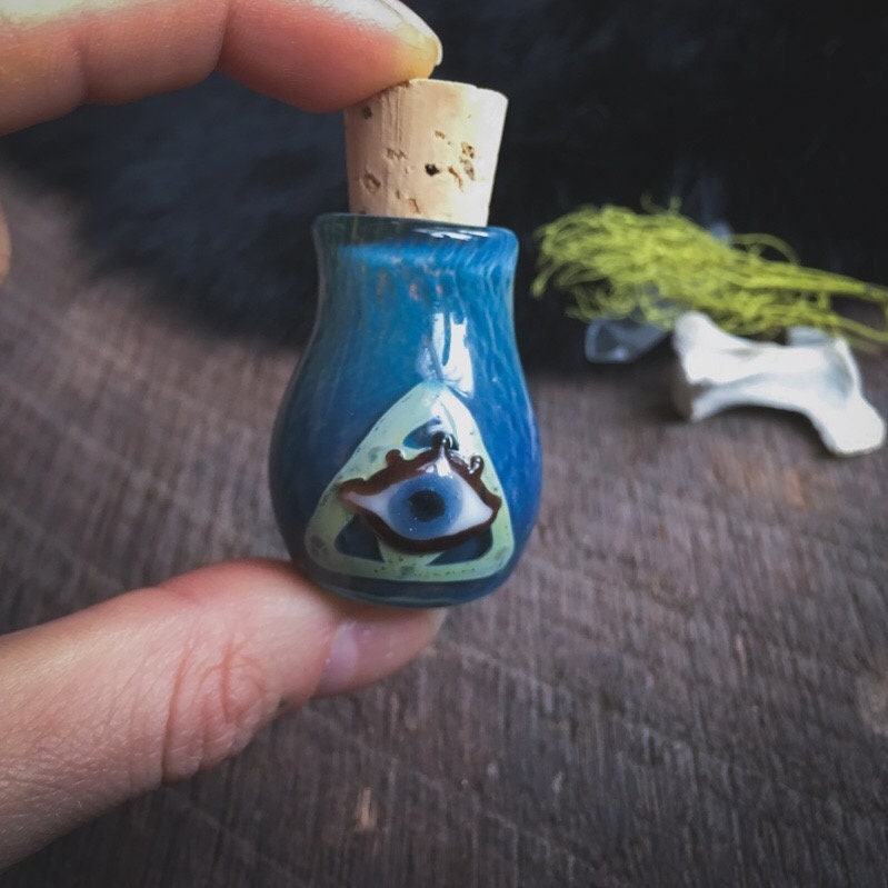 All-Seeing Eye, Mini Potion Bottle Jar- handblown glass