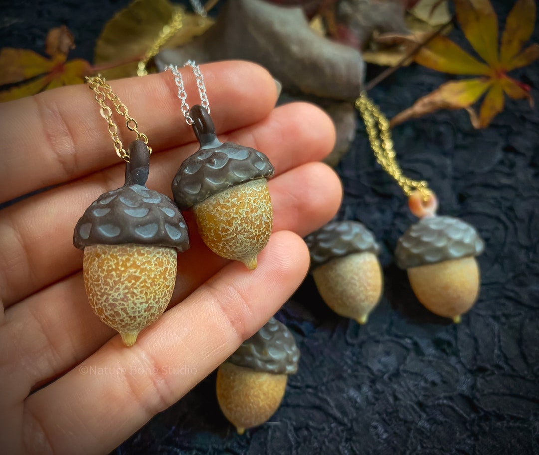 Glass Acorn Necklace - Etsy