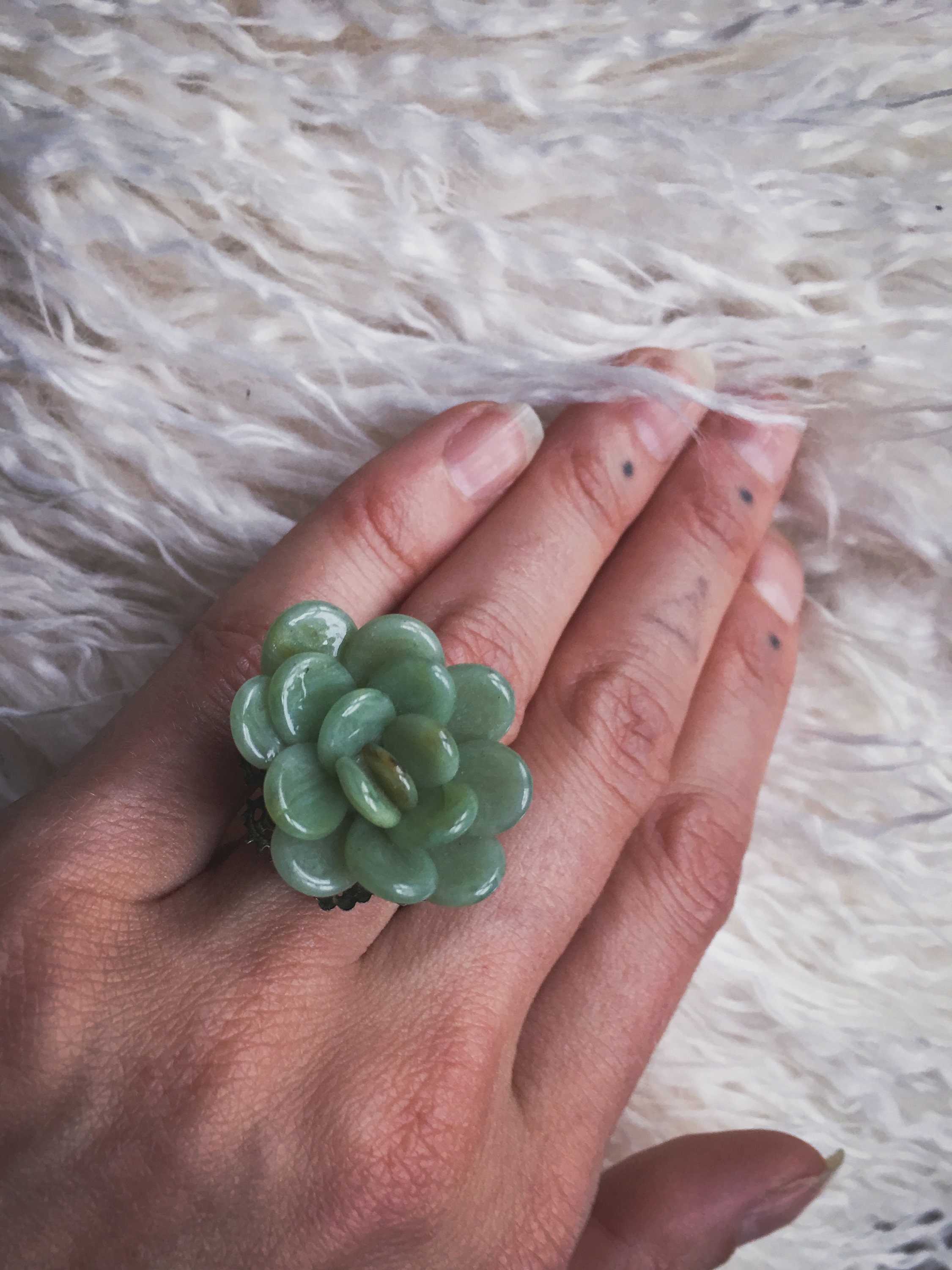 Succulent Ring- hand sculpted glass Echeveria ring