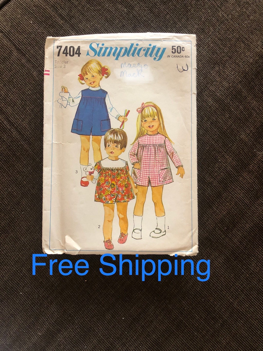 Simplicity 7404 Vintage Toddlers Romper Original Pattern With Cut ...