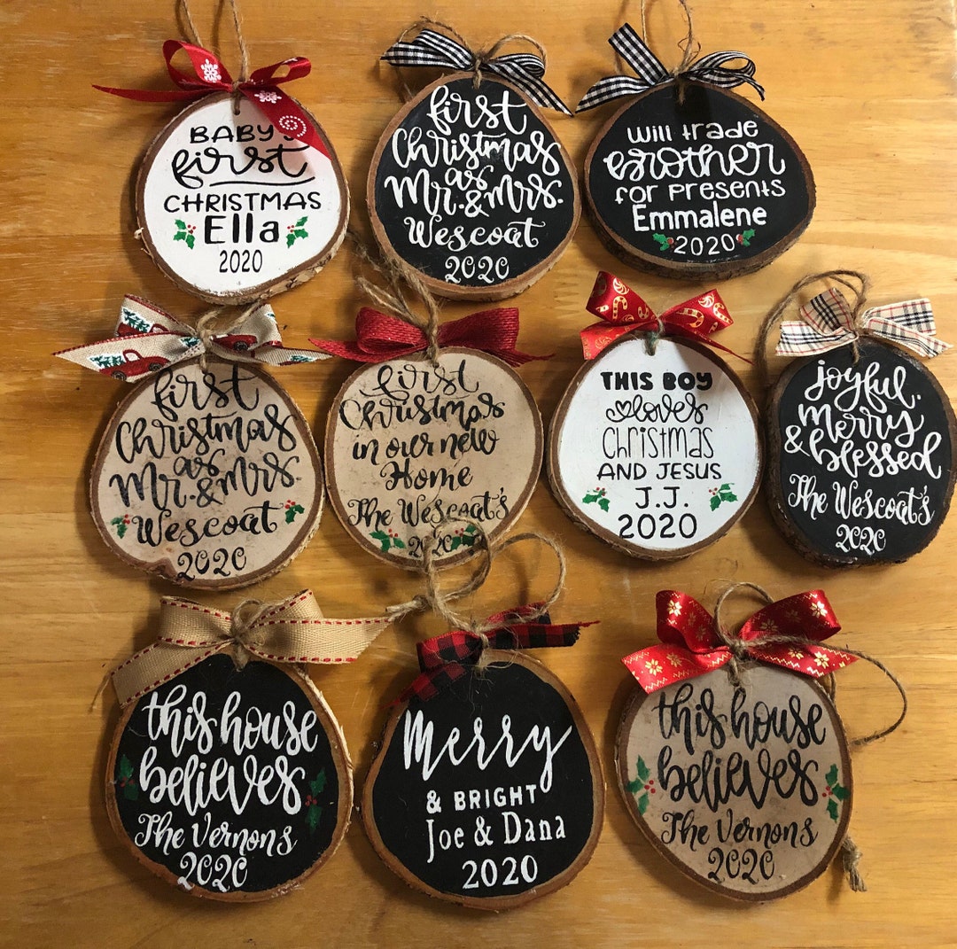 Personalized Christmas Ornaments Hand Painted Wood Tree Slices for All ...