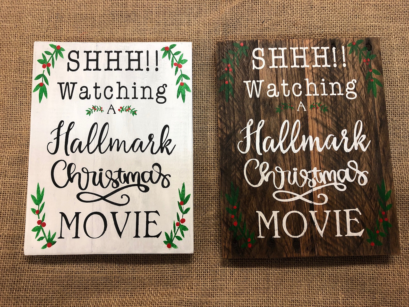 Farm House Rustic Wood Sign SHHH Watching a Hallmark Christmas Movie 7. ...
