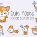 Premium Vector Clipart Kawaii Foxes Cute Foxes Clipart Set | Etsy