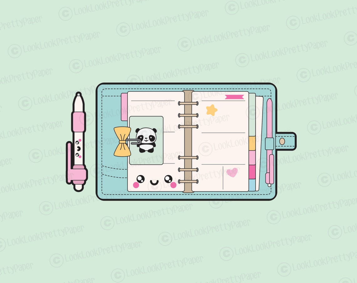 Premium Vector Clipart - Kawaii Planning Clipart - Kawaii Planner Clip ...