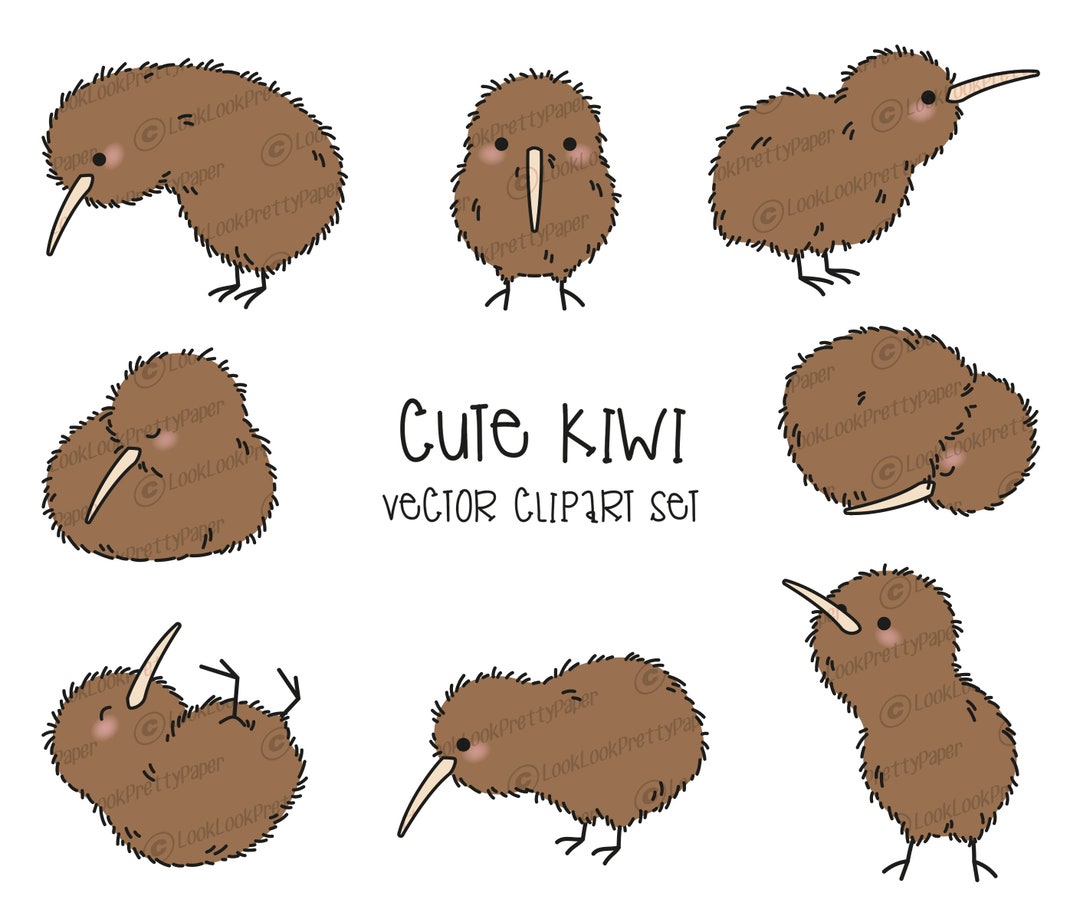Premium Vector Clipart Kawaii Kiwi Cute Kiwi Bird Clipart Set High ...