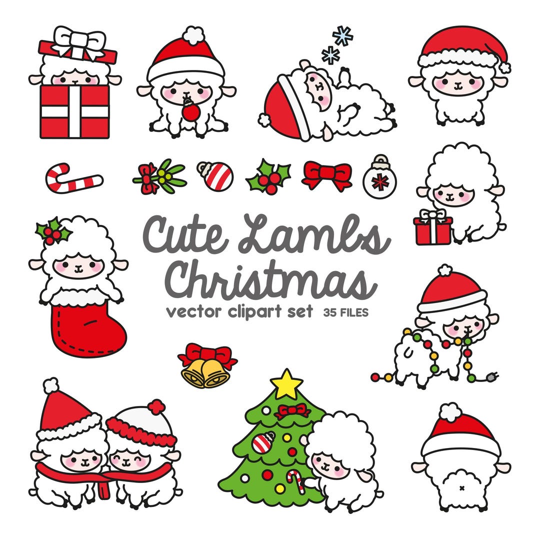 Premium Vector Clipart - Kawaii Christmas Sheep - Cute Christmas Sheep ...