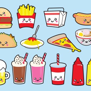 Premium Vektor Clipart Kawaii Junk Food Clipart Kawaii Food Clip Art ...
