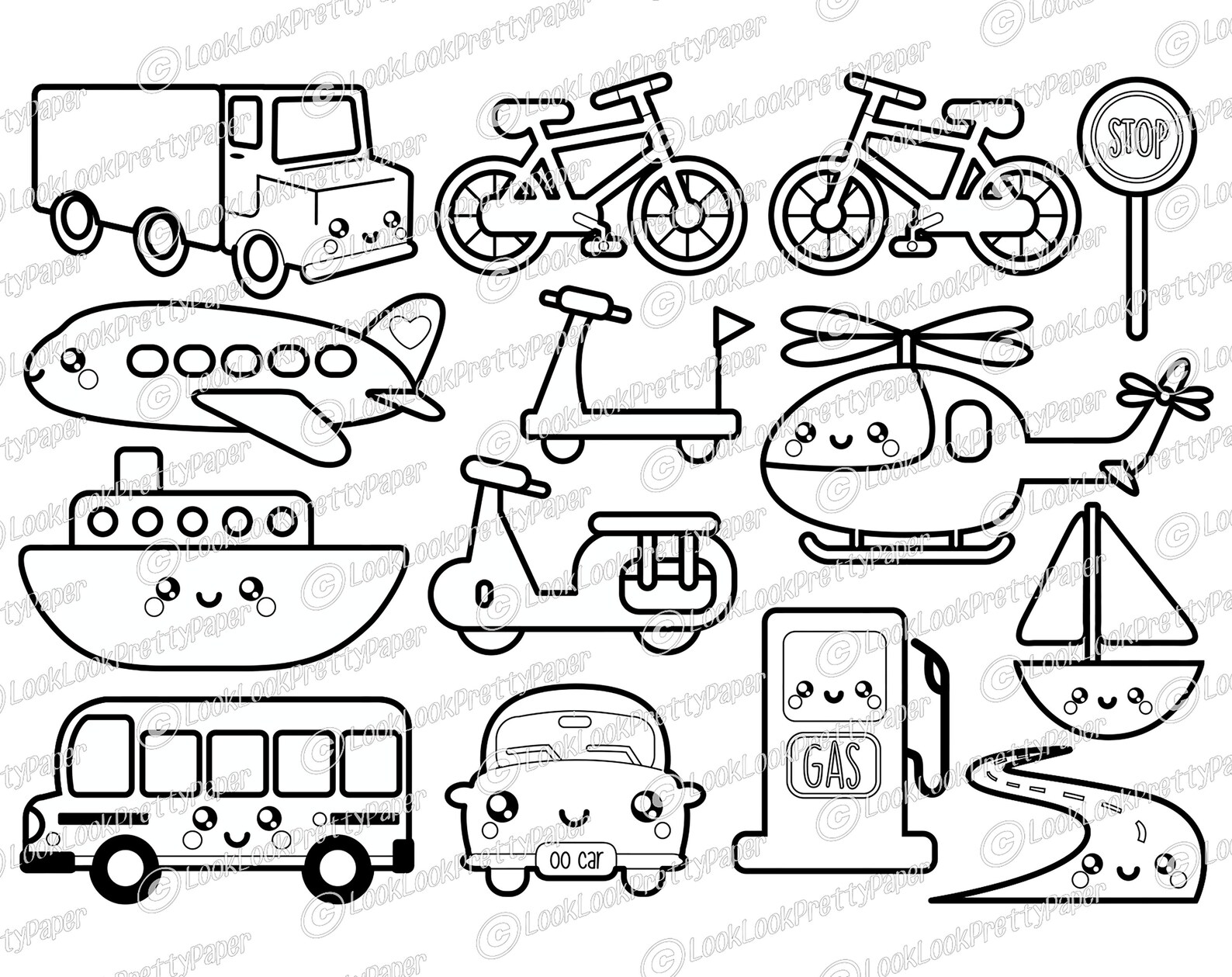 Premium Vector Clipart Kawaii Transport Clipart Kawaii - Etsy